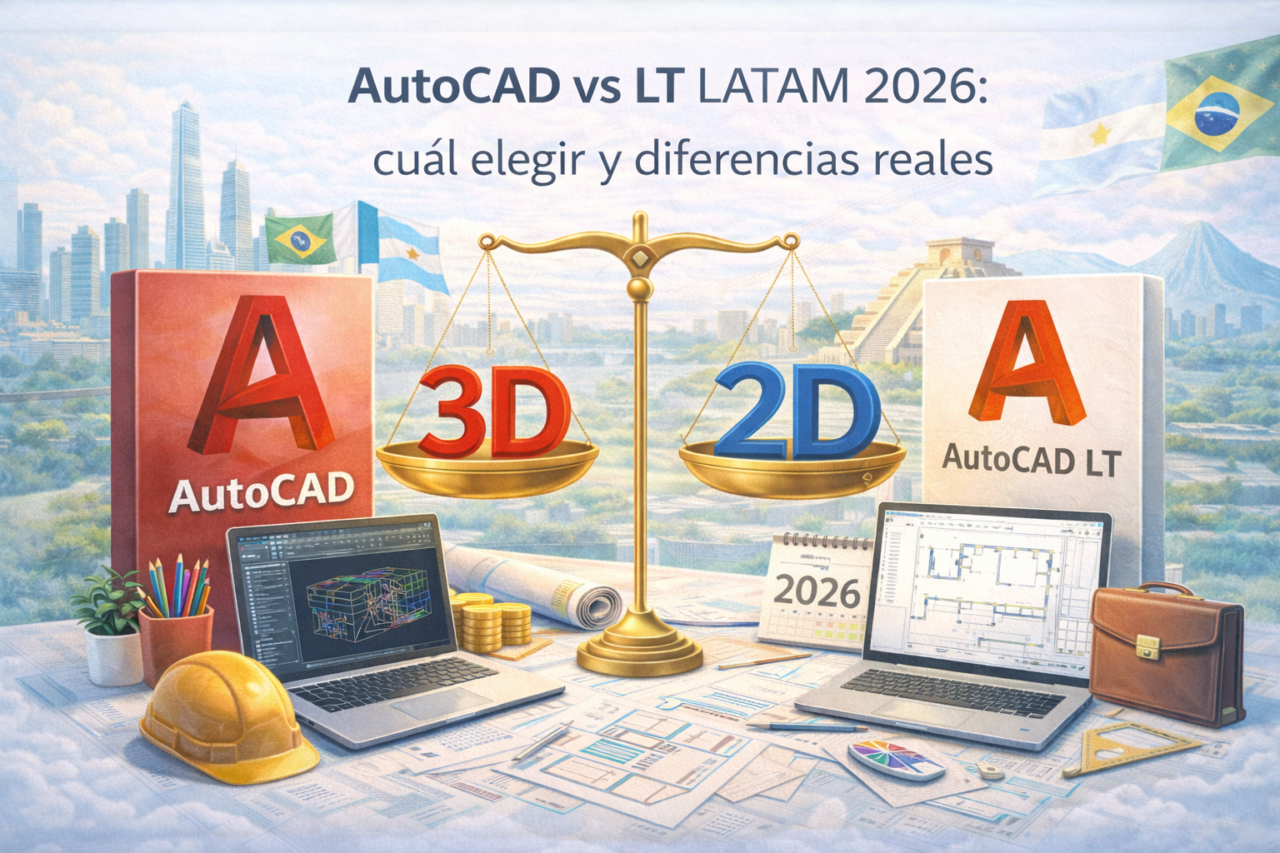 AutoCAD vs AutoCAD LT LATAM 2026: Cuál Elegir y Diferencias | DigitaLicence